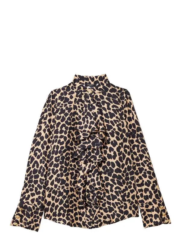 Balmain Leopard-print Silk Blouse With Ruffles - Animal Print