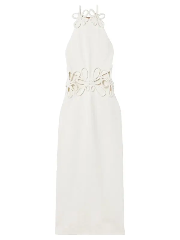Cult Gaia Jena Cutout Appliquéd Knitted Midi Dress - Neutrals