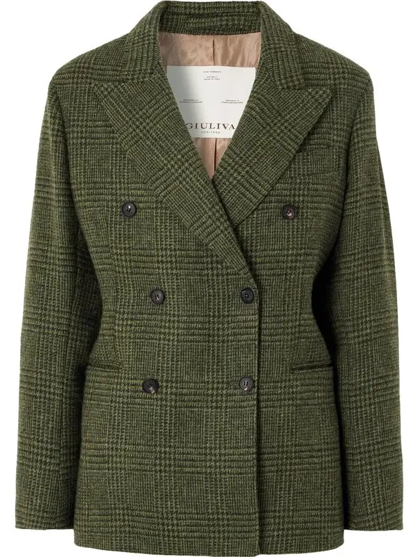 Giuliva Heritage The Cornelia Prince Of Wales Checked Blazer - Green