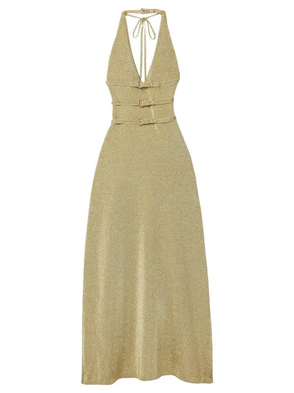 Cult Gaia Evaleigh Metallic Midi Dress - Gold