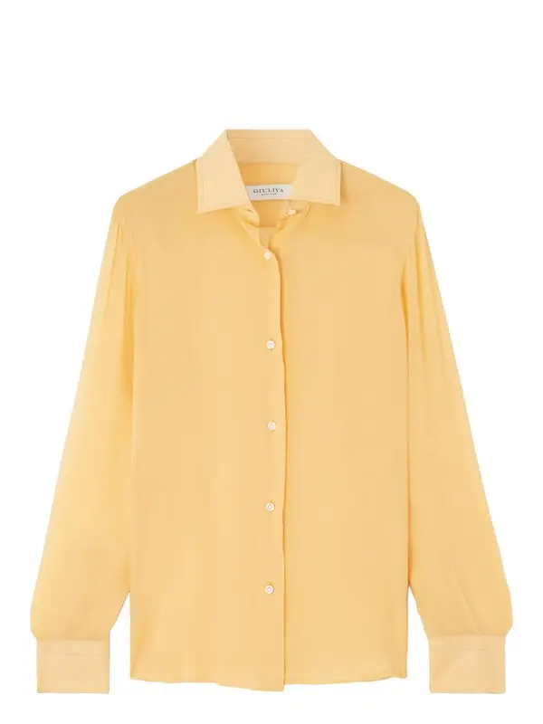 Giuliva Heritage The Elvira Silk-crepon Shirt - Yellow