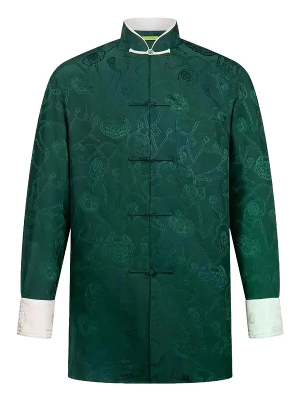 Shanghai Tang Jacquard Silk Shirt - Green