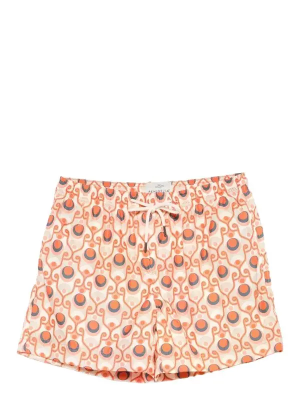 PENINSULA SWIMWEAR Geometric-print Swim Shorts - Orange