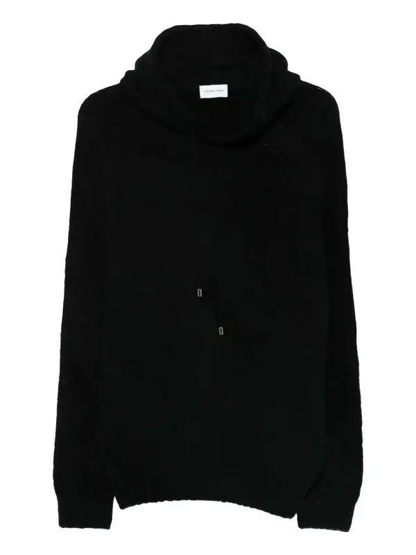 SCAGLIONE Hooded Ribbed Sweater - Black