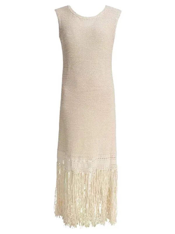 SANDBEIGE Knitted Fringed Dress - Neutrals