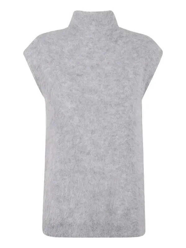 Antonelli Firenze High-neck Alpaca Top - Grey