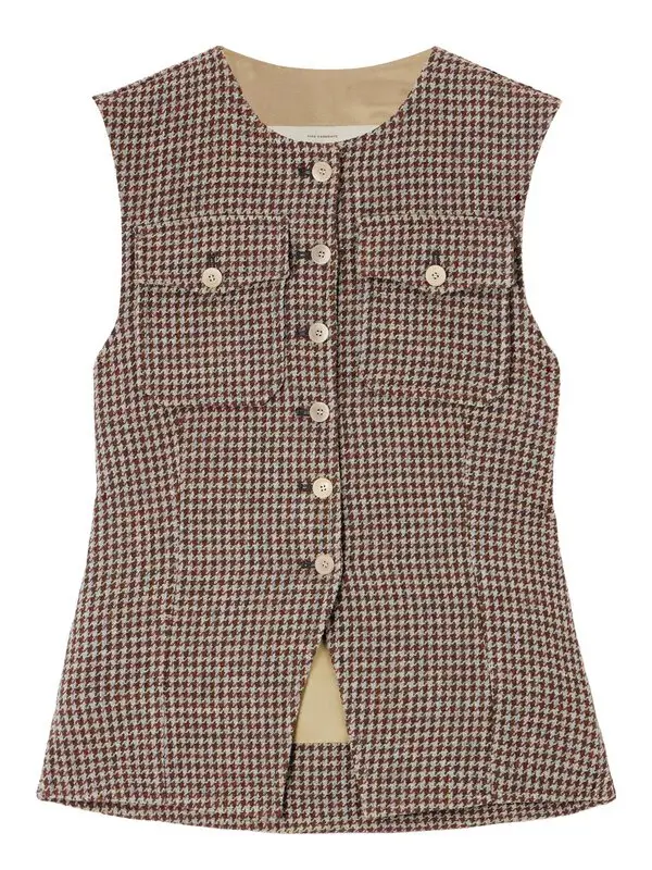 Giuliva Heritage Lucia Houndstooth Wool-tweed Vest - Brown