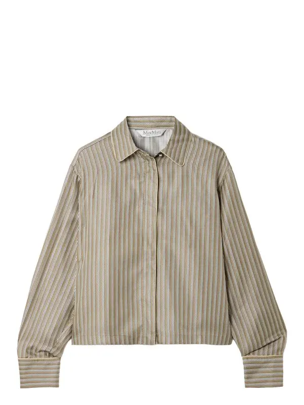 Max Mara Brama Striped Silk-twill Shirt - Brown