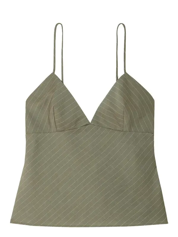ST. AGNI Pinstriped Twill Camisole - Green