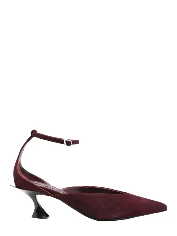 MUGLER 55mm Fang Ankle-strap Pumps - Red