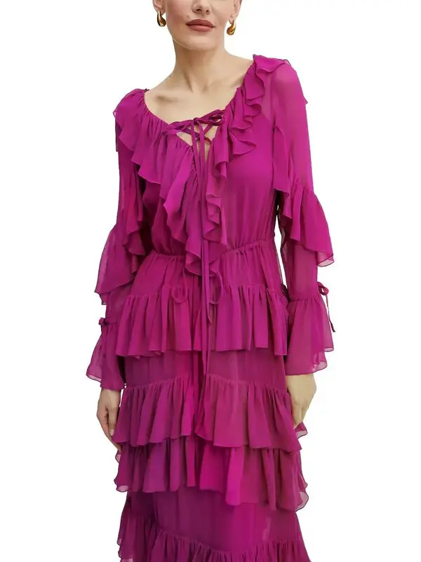 Luisa Spagnoli Ruffled Tiered Maxi Dress - Pink