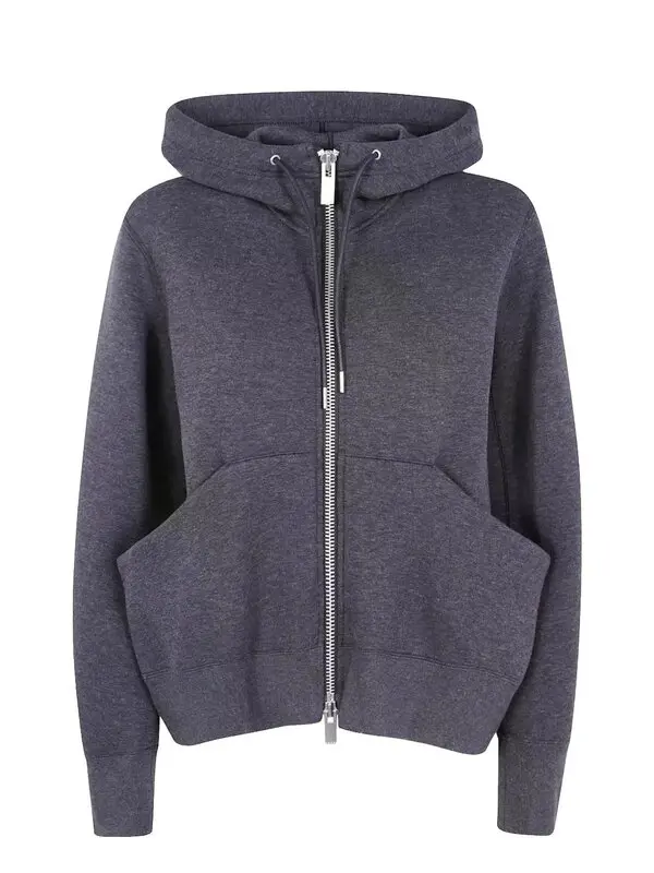 Sacai Sponge Hooded Zip-up Sweatshirt - Grey
