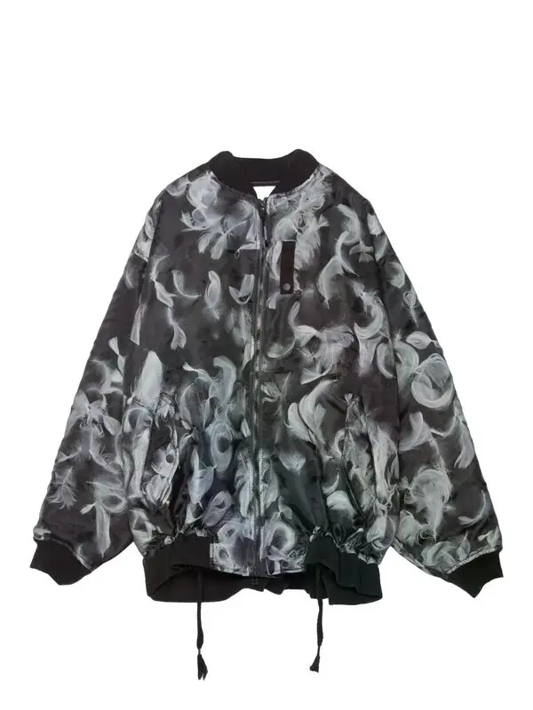 YOSHIOKUBO Feather-print Bomber Jacket - Black
