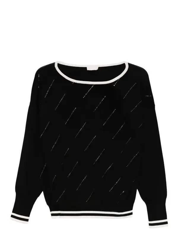 Liu Jo Stripe-embellished Boat-neck Sweater - Black