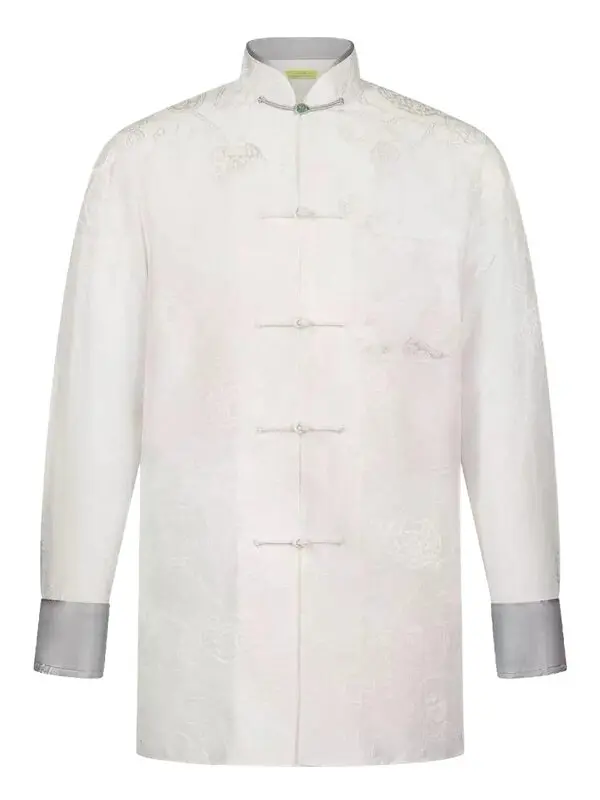 Shanghai Tang Jacquard Mandarin-collar Shirt - White