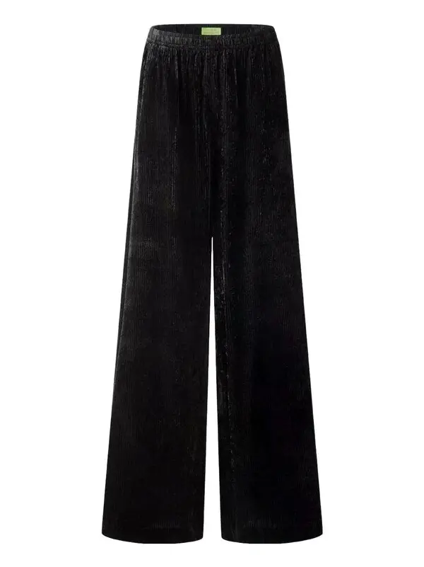 Shanghai Tang Velvet Wide-leg Trousers - Black