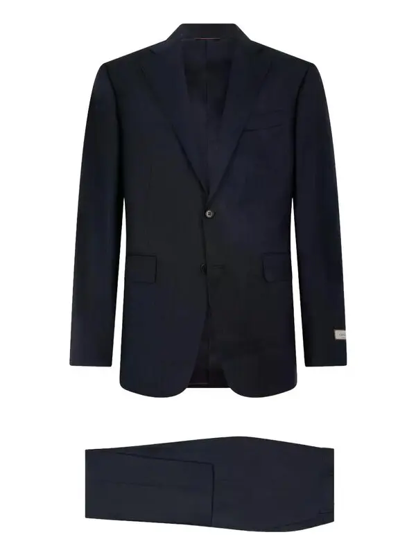 Canali Two-button Logo-patch Suit - Blue