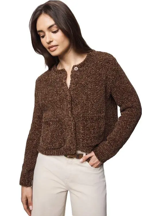 Splendid Andrea Chenille Crop Cardigan - Brown