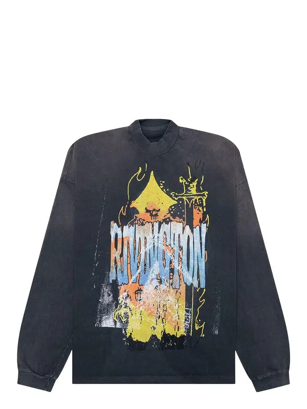 RIVINGTON ROI REBIS Forgive Me Long-sleeve Vintage Tee - Black