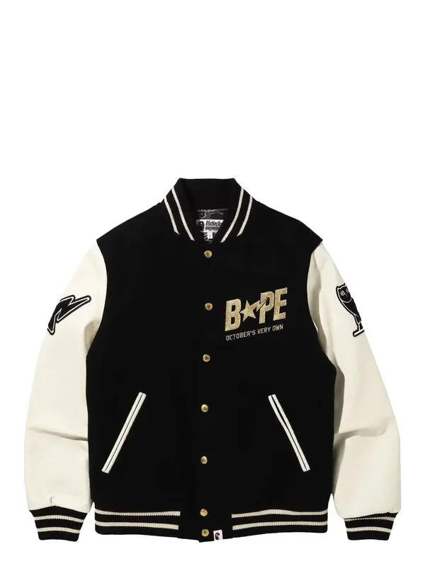 A BATHING APE X Ovo Varsity Jacket - Black