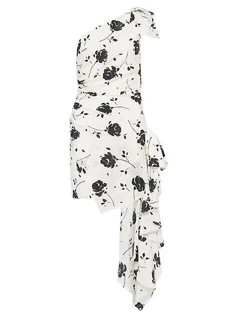 Alessandra Rich One-shoulder Draped Mini Dress - White-black