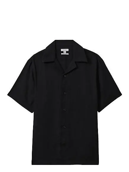 REISS Beldi Oversized-fit Linen Shirt - Black