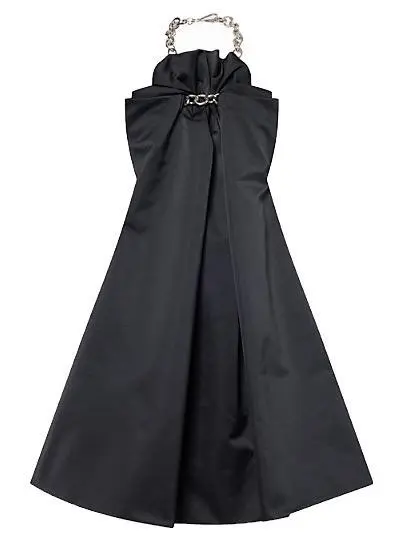 Simone Rocha Ruched Balloon Woven Midi Dress - Black