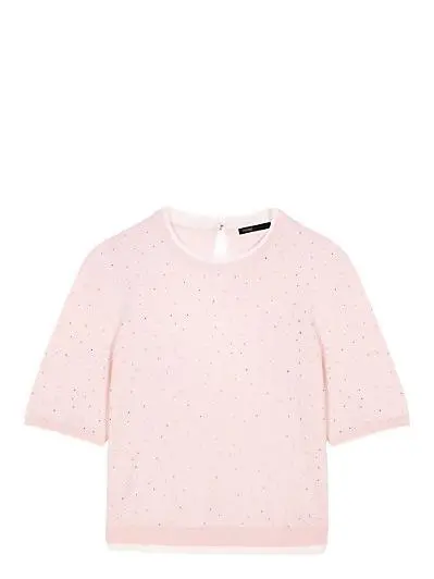 Maje Rhinestone-embellished Wool Blend Jumper - Pink