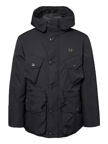 Fred Perry Embroidered-logo Flap-pocket Shell Jacket - Black