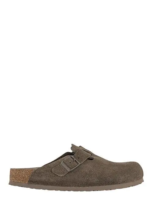 BIRKENSTOCK Boston Suede Clogs - Concrete Gray Suede