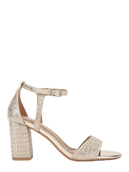 Kurt Geiger Faryn Bling2 Crystal-embellished Block-heel Sandals - Gold