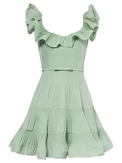 Zimmermann Woven Mini Dress With Corset And Belt - Eucalyptus