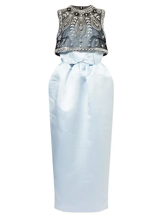 Huishan Zhang Crystal-embellished Sleeveless Satin Maxi Dress - Ice Blue