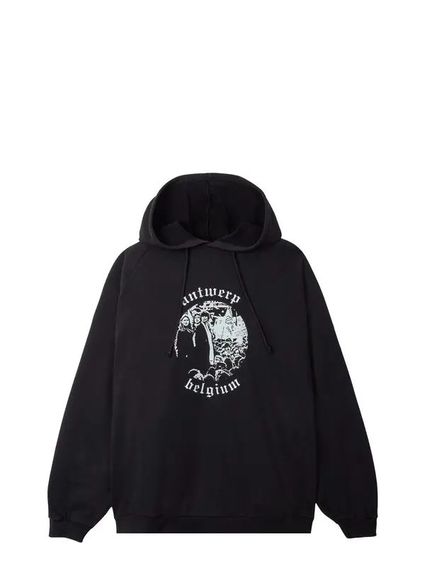 Raf Simons Redux Graphic Print Hooded Sweatshirt - Black
