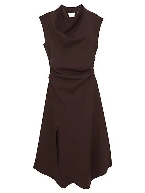 REISS Harlan Draped Stretch-jersey Midi Dress - Burgundy