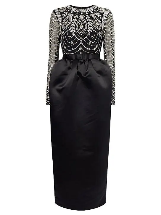 Huishan Zhang Starla Sequin-embellished Satin Midi Dress - Black