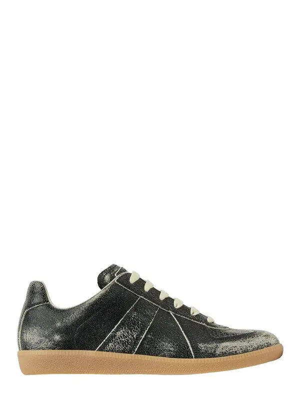 MAISON MARGIELA Replica Crackled Leather Sneakers - Black