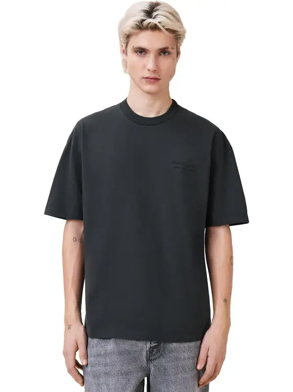 ALLSAINTS Xander Flocked Logo Oversized T-shirt - Grey