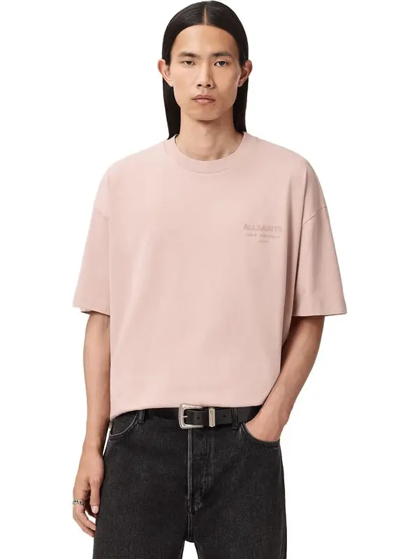 ALLSAINTS Xander Flocked Logo Oversized T-shirt - Soft Pink