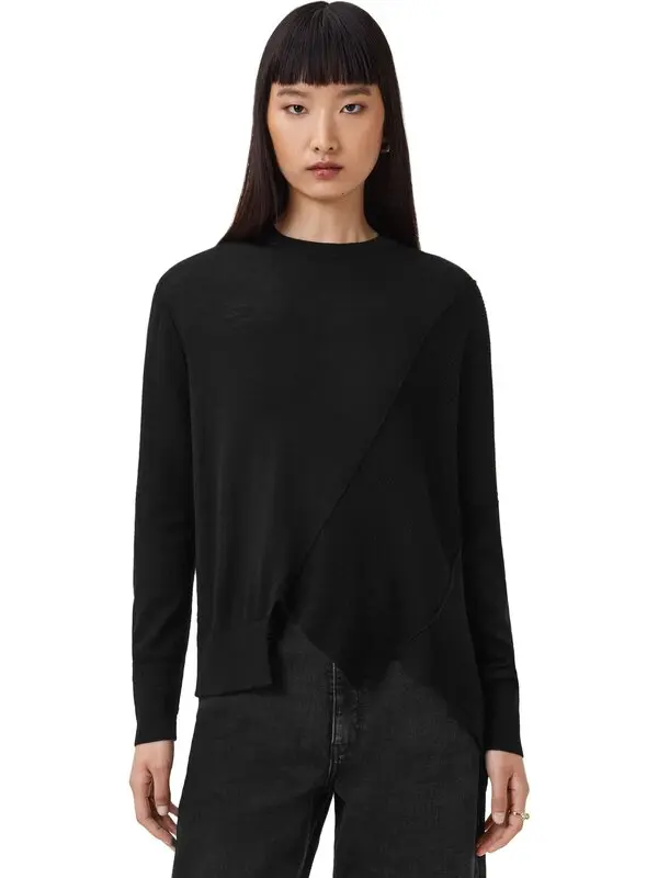 ALLSAINTS Isla Crew Neck Merino Sweater - Black