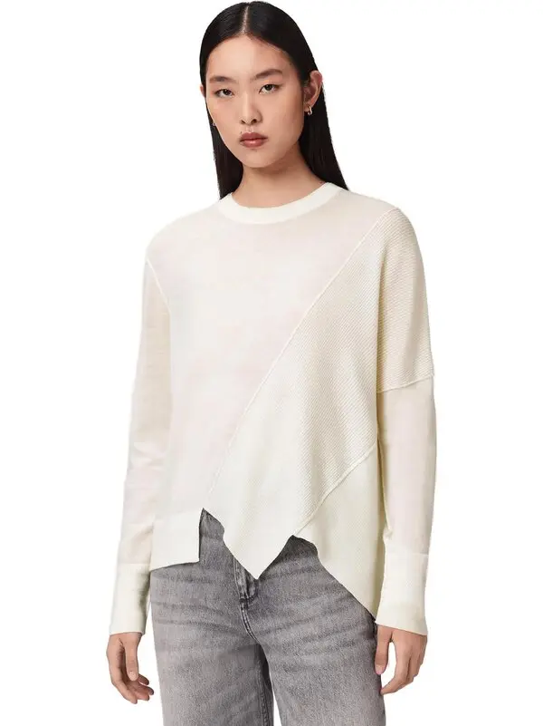 ALLSAINTS Isla Crew Neck Merino Sweater - Chalk White