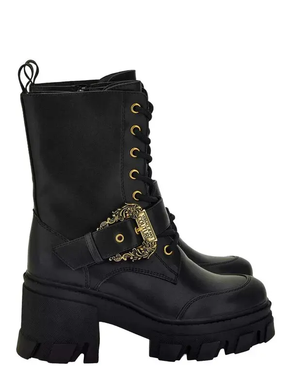 Versace Lace-up Boots With Buckle Detail - Black