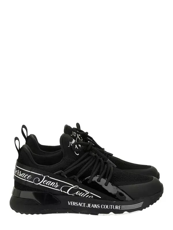 Versace Logo Detail Lace-up Sneakers - Black