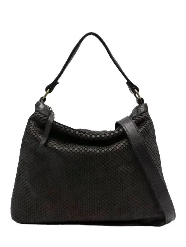 SOMMET Medium Leather Tote Bag - Black