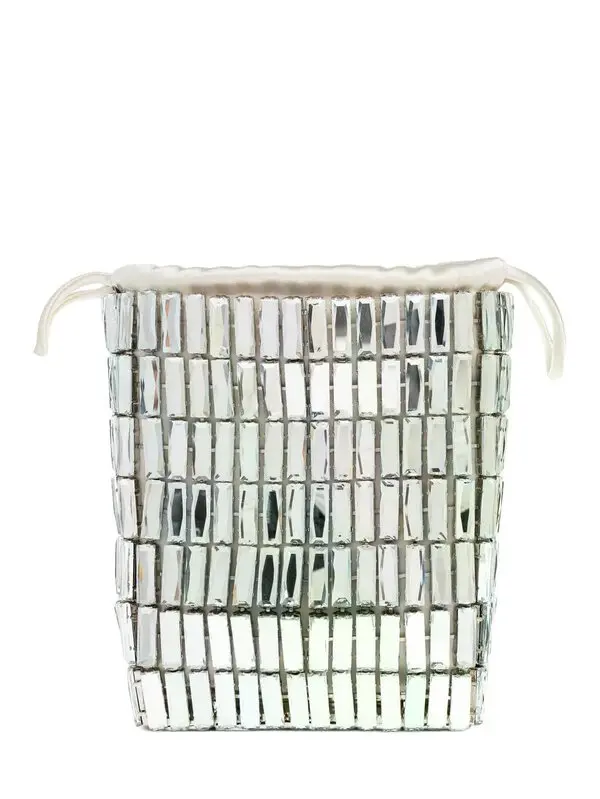 SELF-PORTRAIT Crystal-embellished Drawstring Tote - Silver