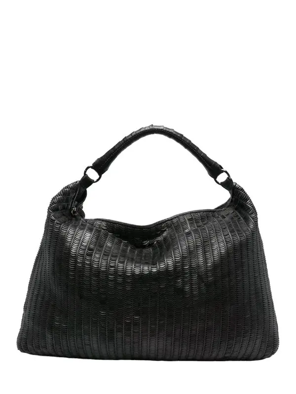 REPTILE'S HOUSE Pleated Leather Tote Bag - Black