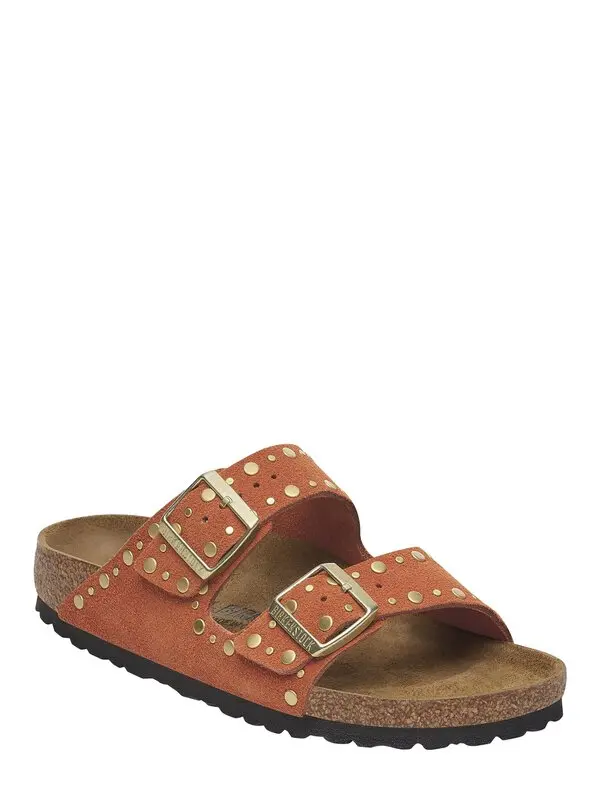 BIRKENSTOCK Arizona Rivet Suede Leather Sandals - Dark Rust