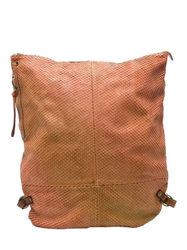 SOMMET Snakeskin-effect Leather Backpack - Brown