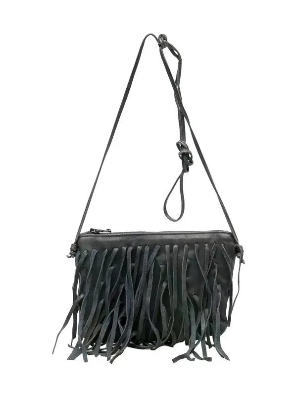 SOMMET Leather Crossbody Bag With Fringe Detail - Blue