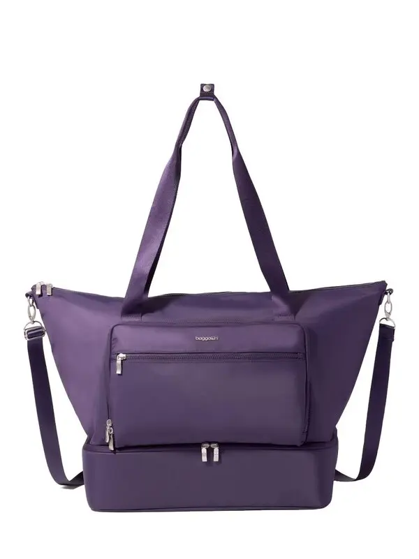 BAGGALLINI Park Ave Weekender Tote - Deep Grape Twill